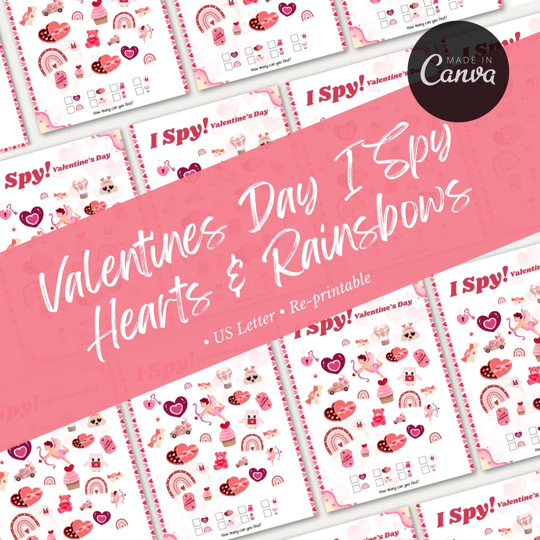 Valentines Day I Spy Game for Kids Printable Valentine Activity Fun ...