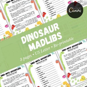 Dinosaur Madlibs | Printable Game | Jurassic Party Games | Kids Madlibs ...