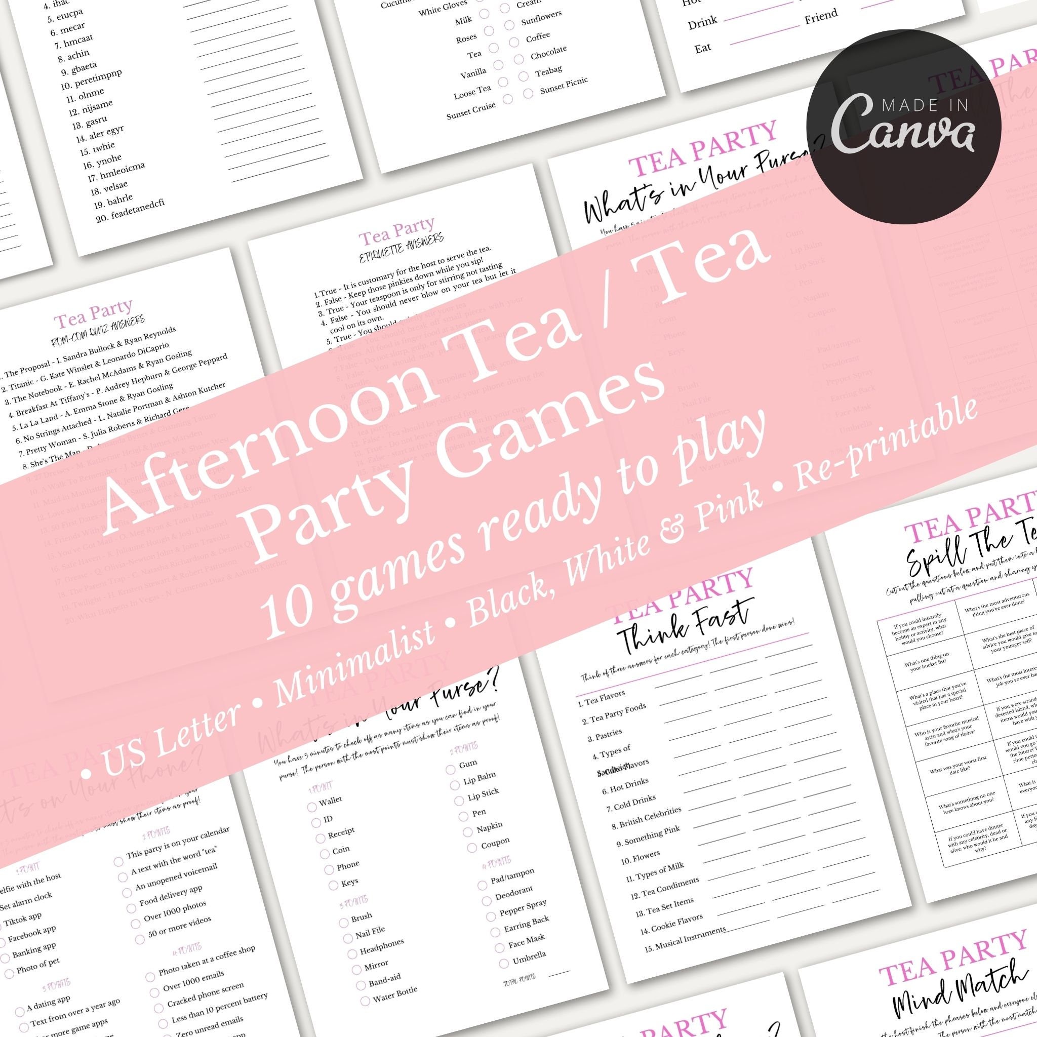 Afternoon Tea Games | Tea Party Games | Lunch Games Bundle | Garden Tea ...