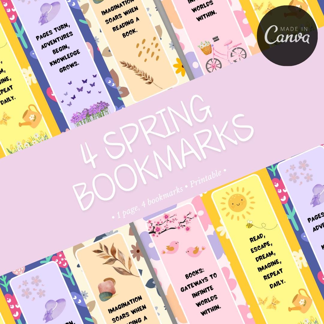 Digital Printable Bookmarks | Spring Bookmarks | Printable Designs for ...