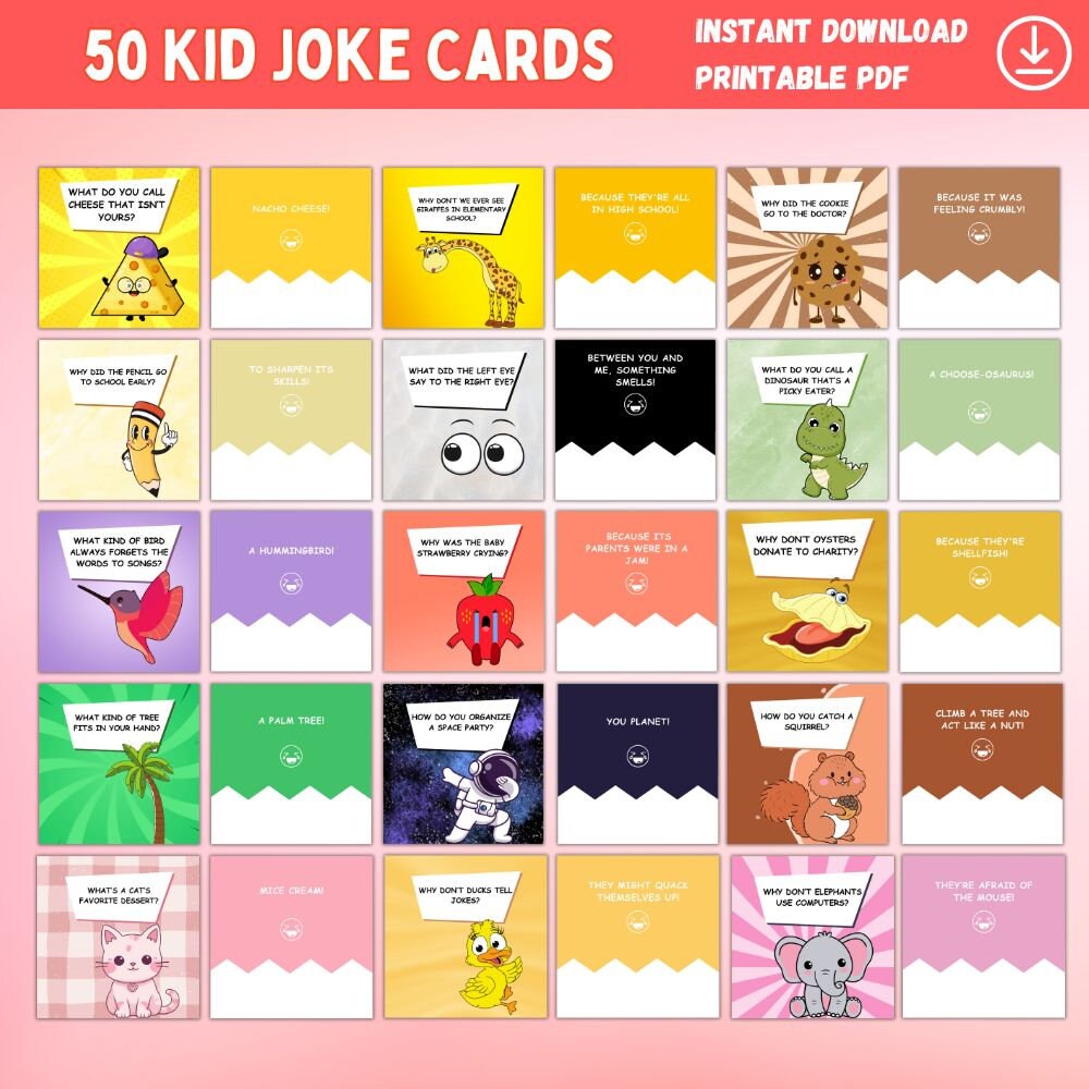 Kids Printable Jokes, Lunchbox Notes (50 Funny Sayings) - Etsy