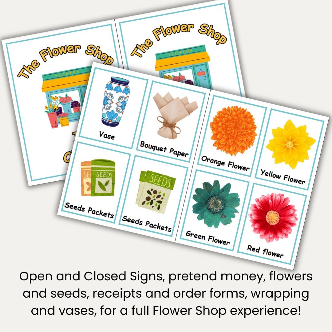 Pretend Play Flower Shop | Printable Dramatic Play Kit for Kids ...