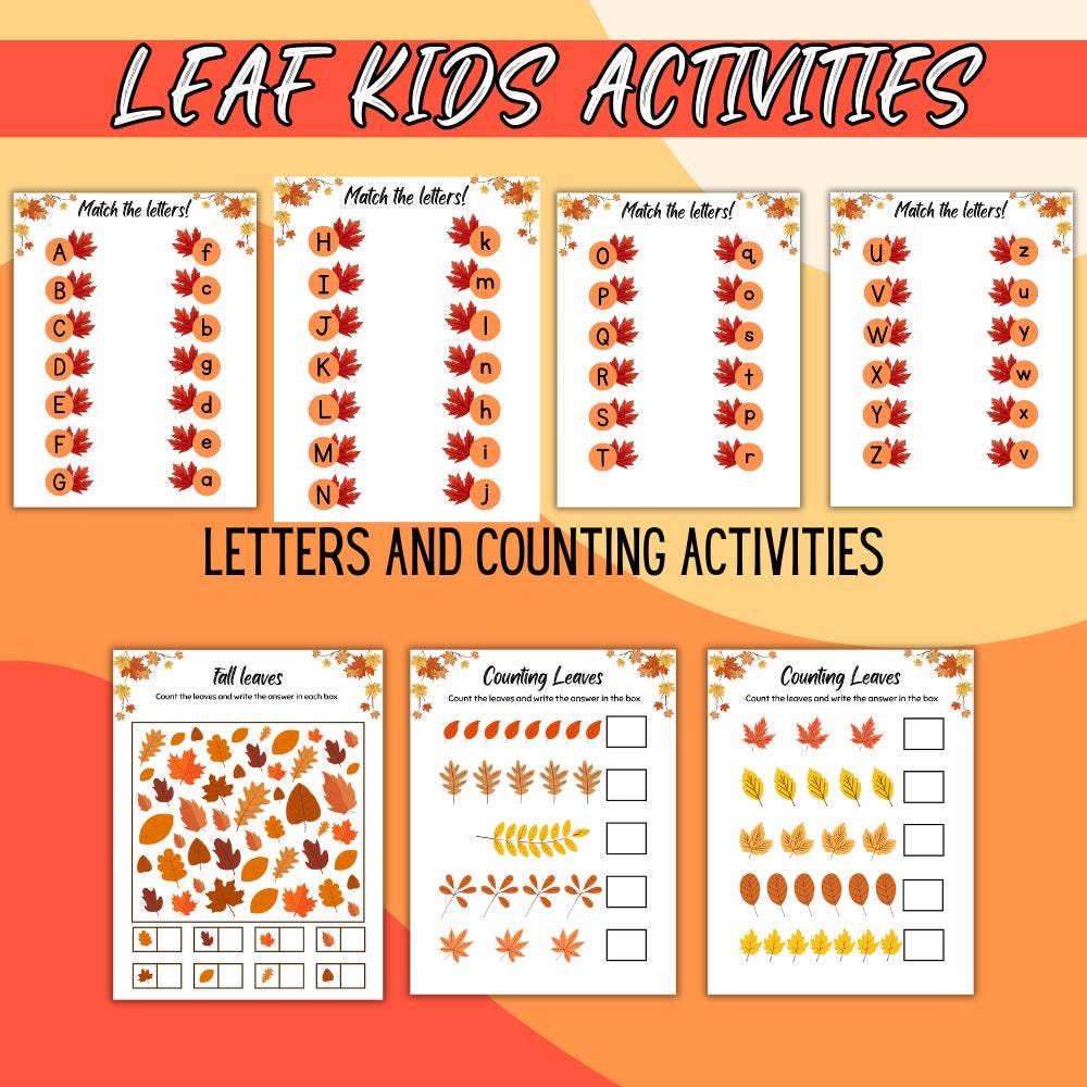 Leaf Activity Pack | Fall Kids Activity Bundle | Homeschool Activity ...