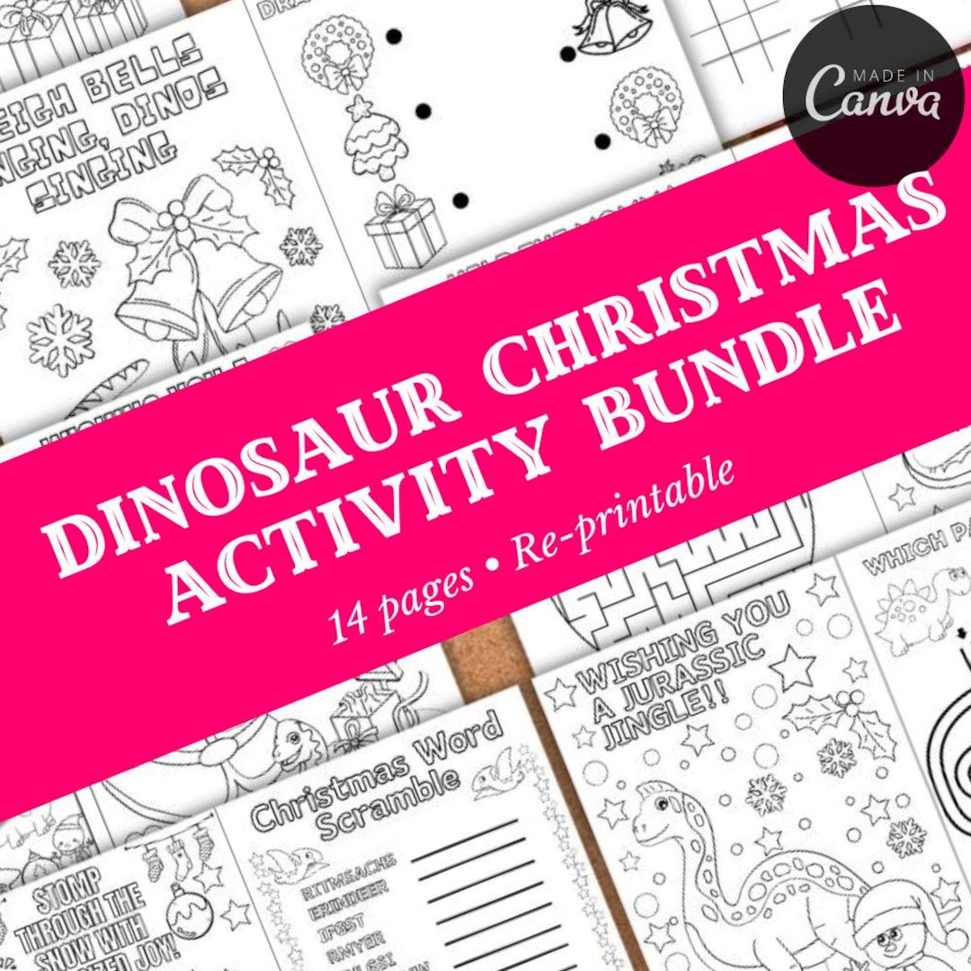 Dinosaur Christmas Activity Booklet Christmas Activity Book Activity ...