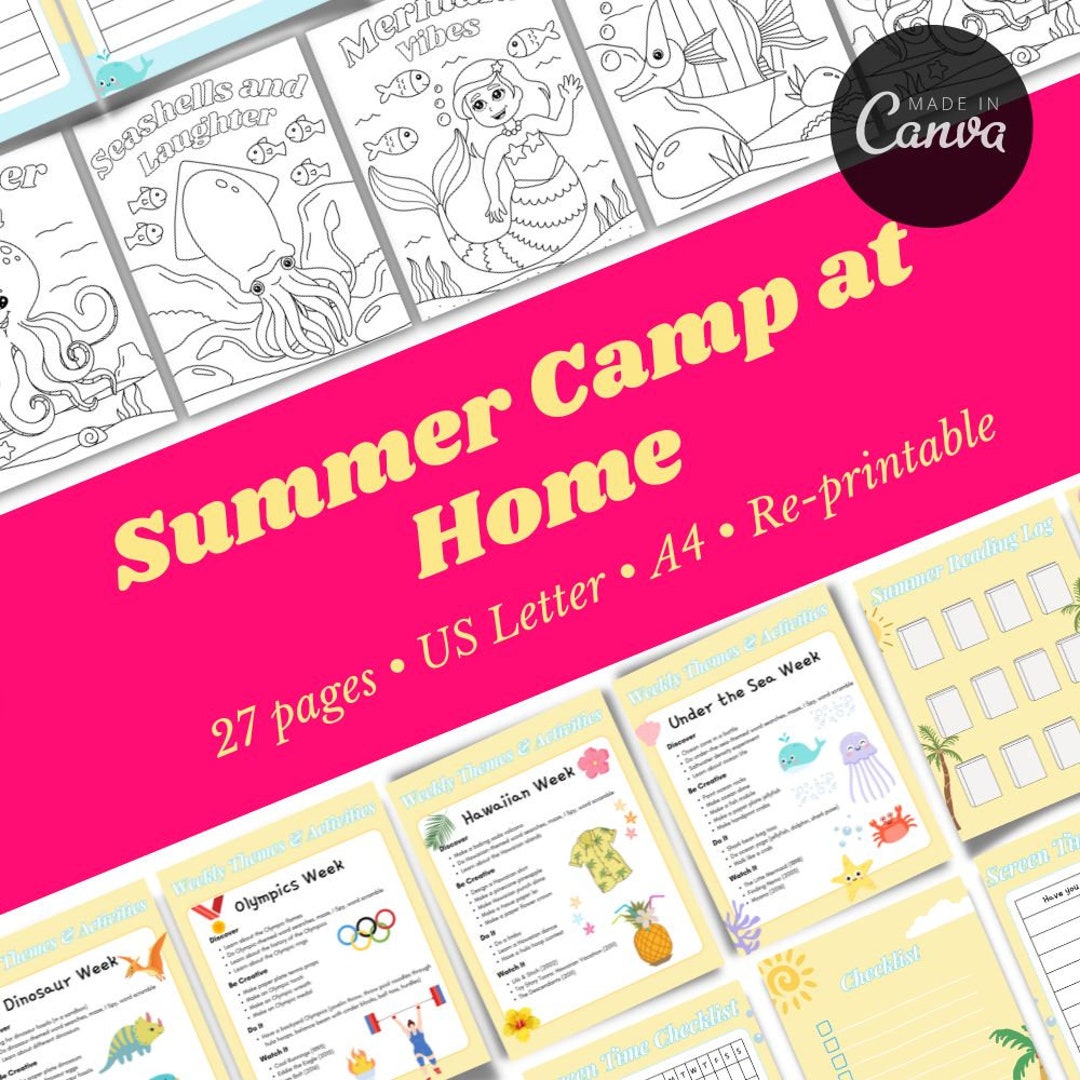 Kids Summer Camp Bundle, Printable Activities, Crafts, Games (26 Pages ...