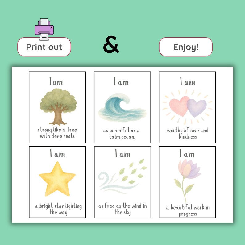 Printable Mindfulness Flashcards - Calm Down and Breathing Exercises - Etsy