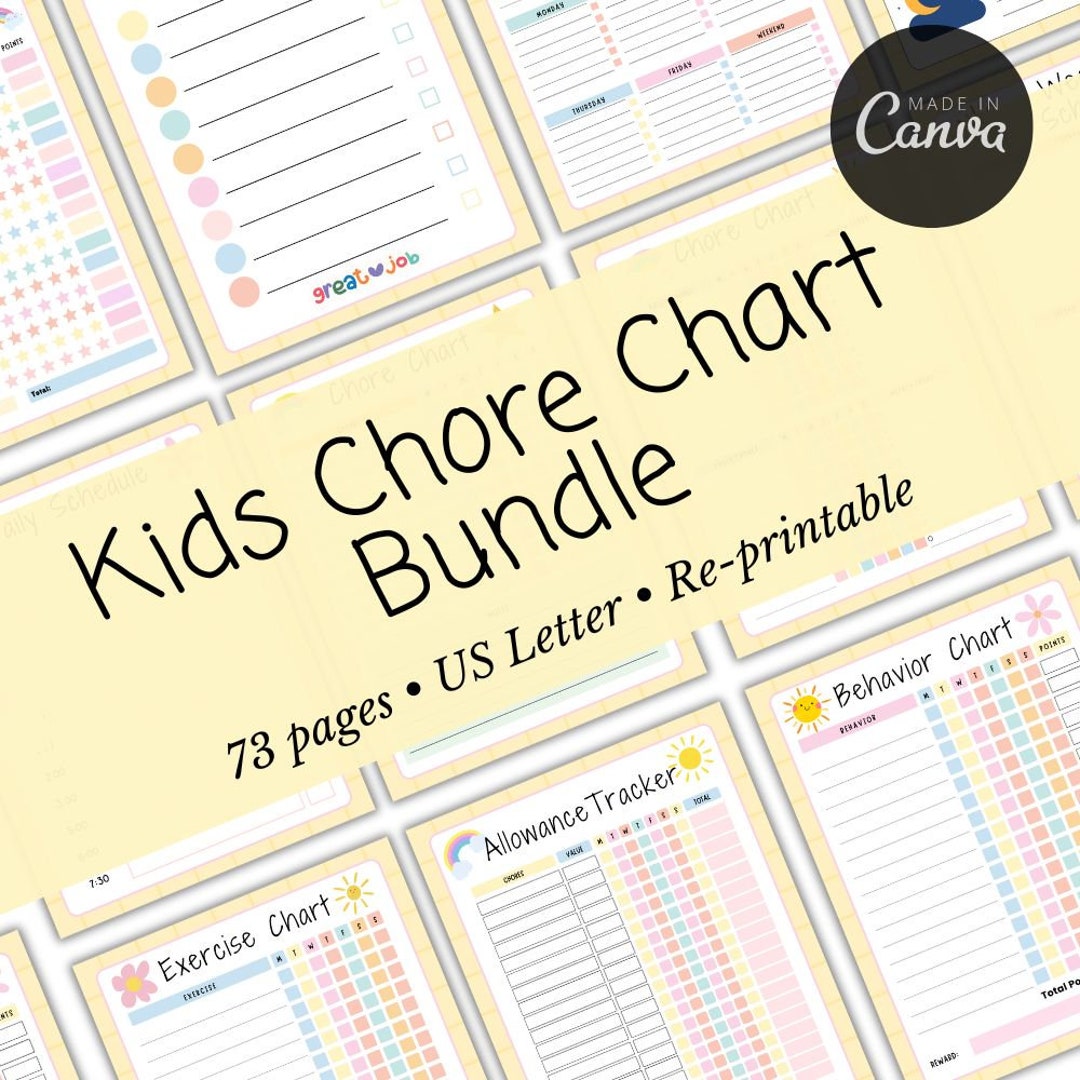 Kids Chore Chart Bundle: Printable Routine and Reward Trackers (PDF ...