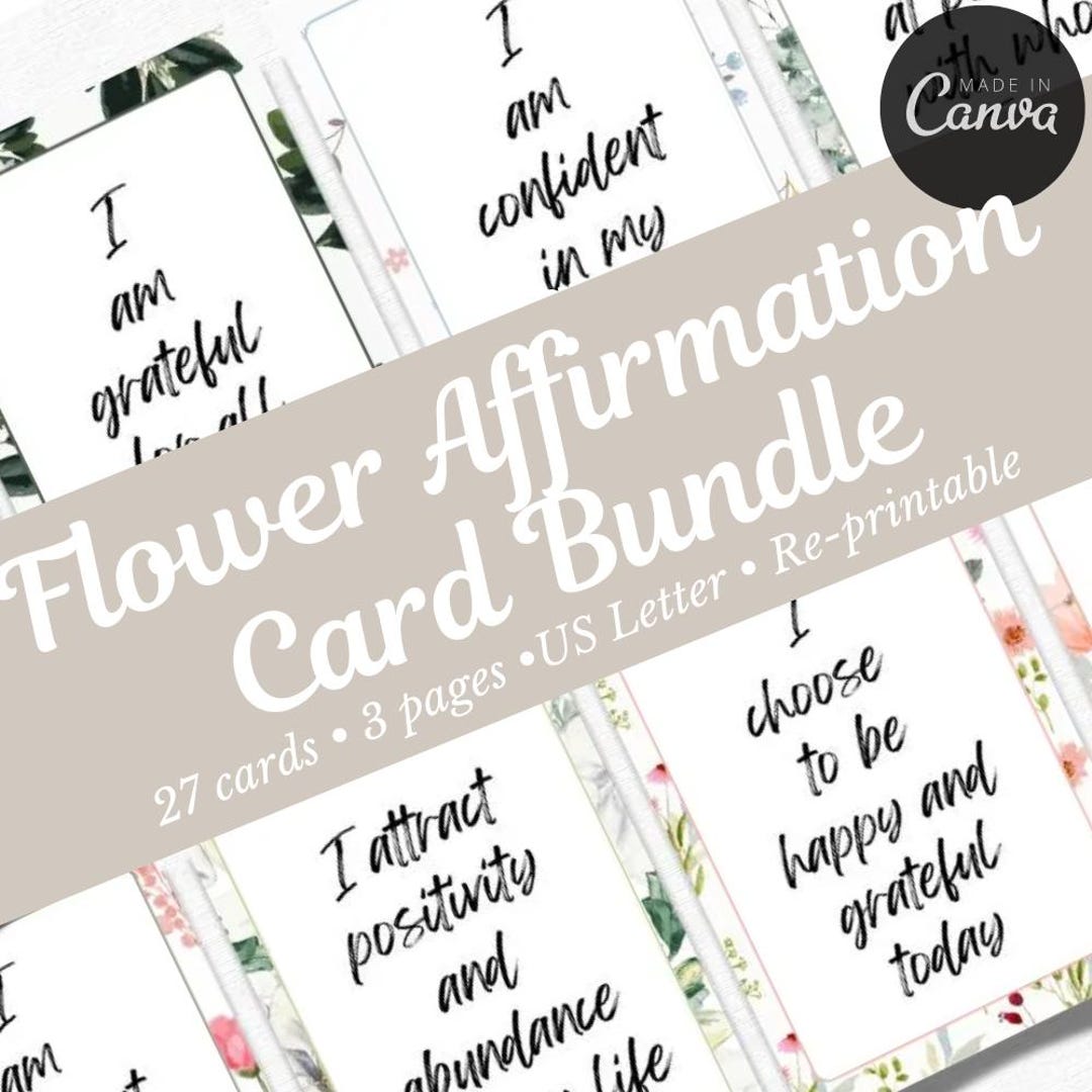 Flower Affirmation Cards | Positive Quotes | Vision Board Printables ...