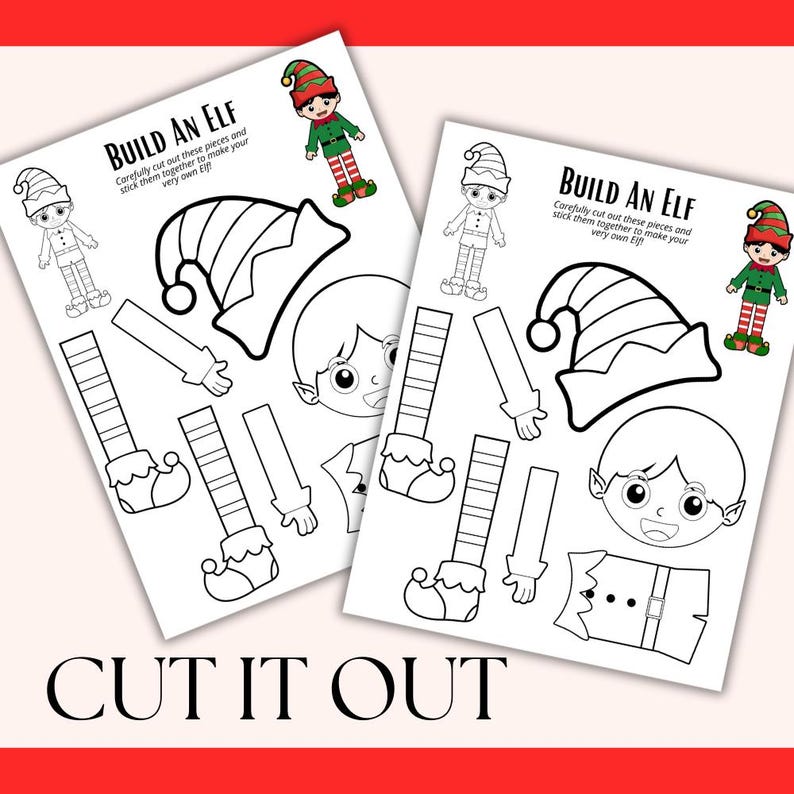 Christmas Elf Paper Craft, Cut and Paste Activity (kids Printable) - Etsy