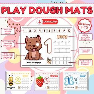 Play Dough Mats Number Play Dough Mats Playdough Activity Toddler ...