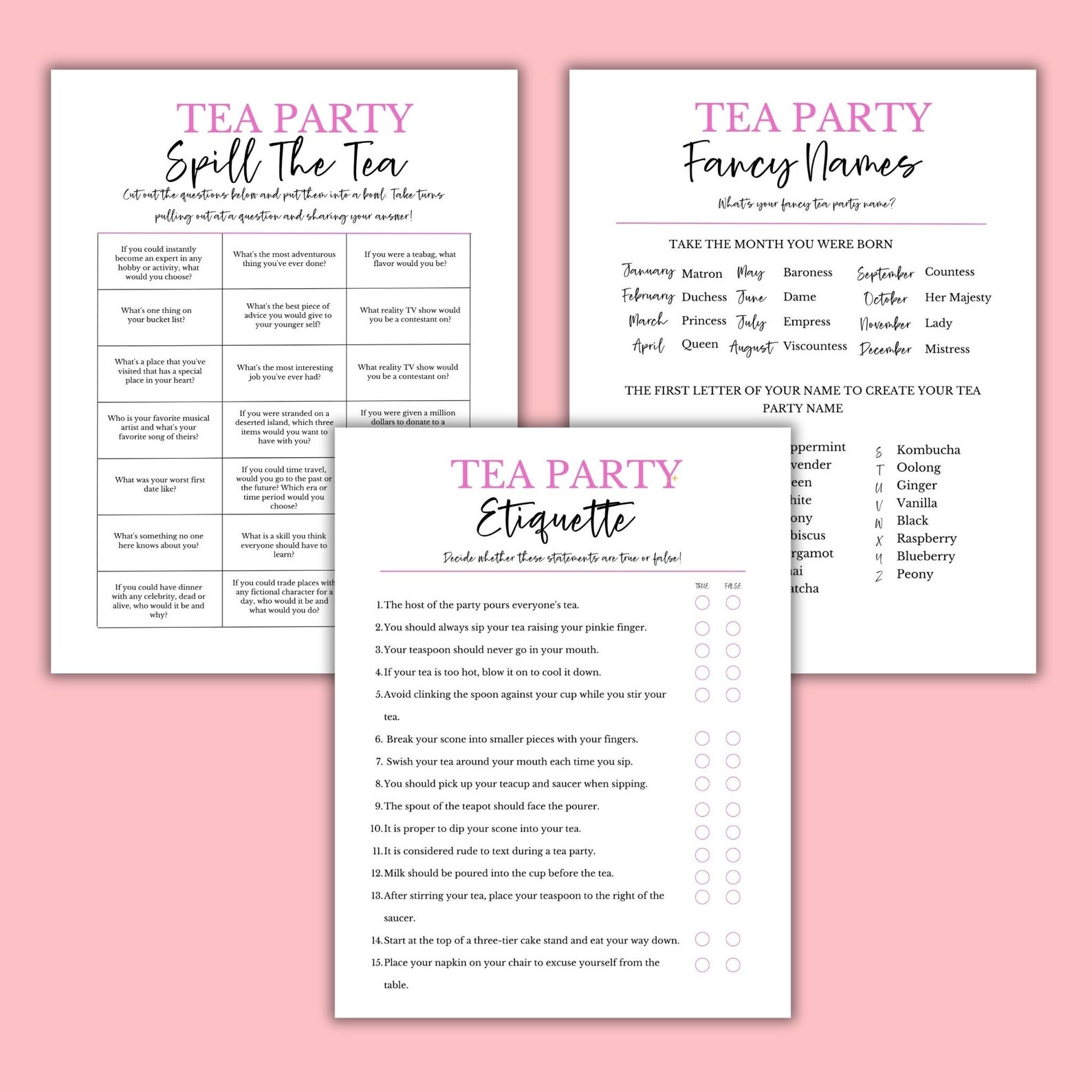 Afternoon Tea Games | Tea Party Games | Lunch Games Bundle | Garden Tea ...