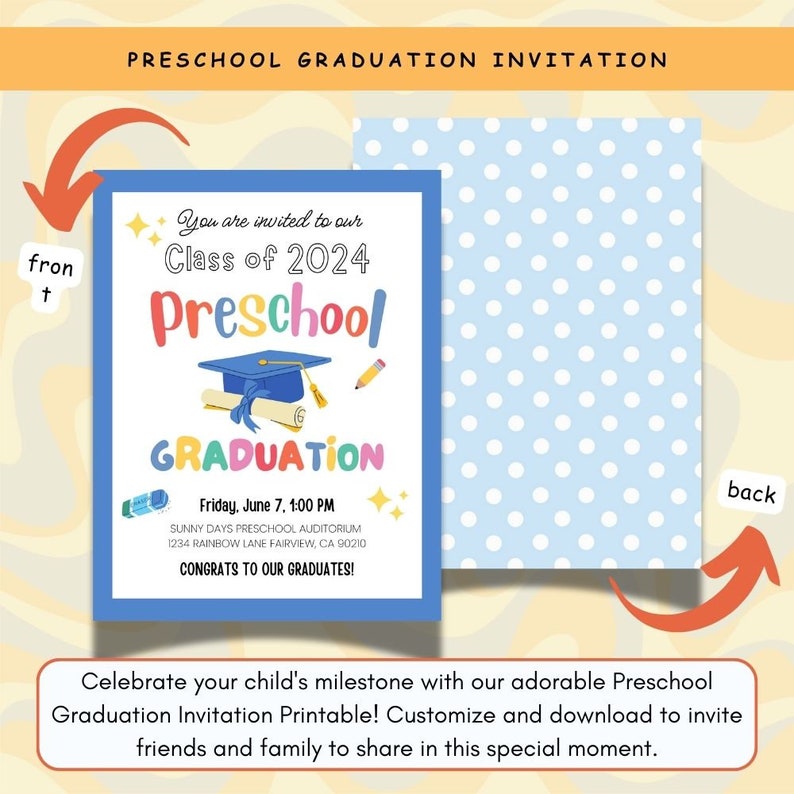 Preschool Graduation Kit - Printable Certificate, Invitations, and ...