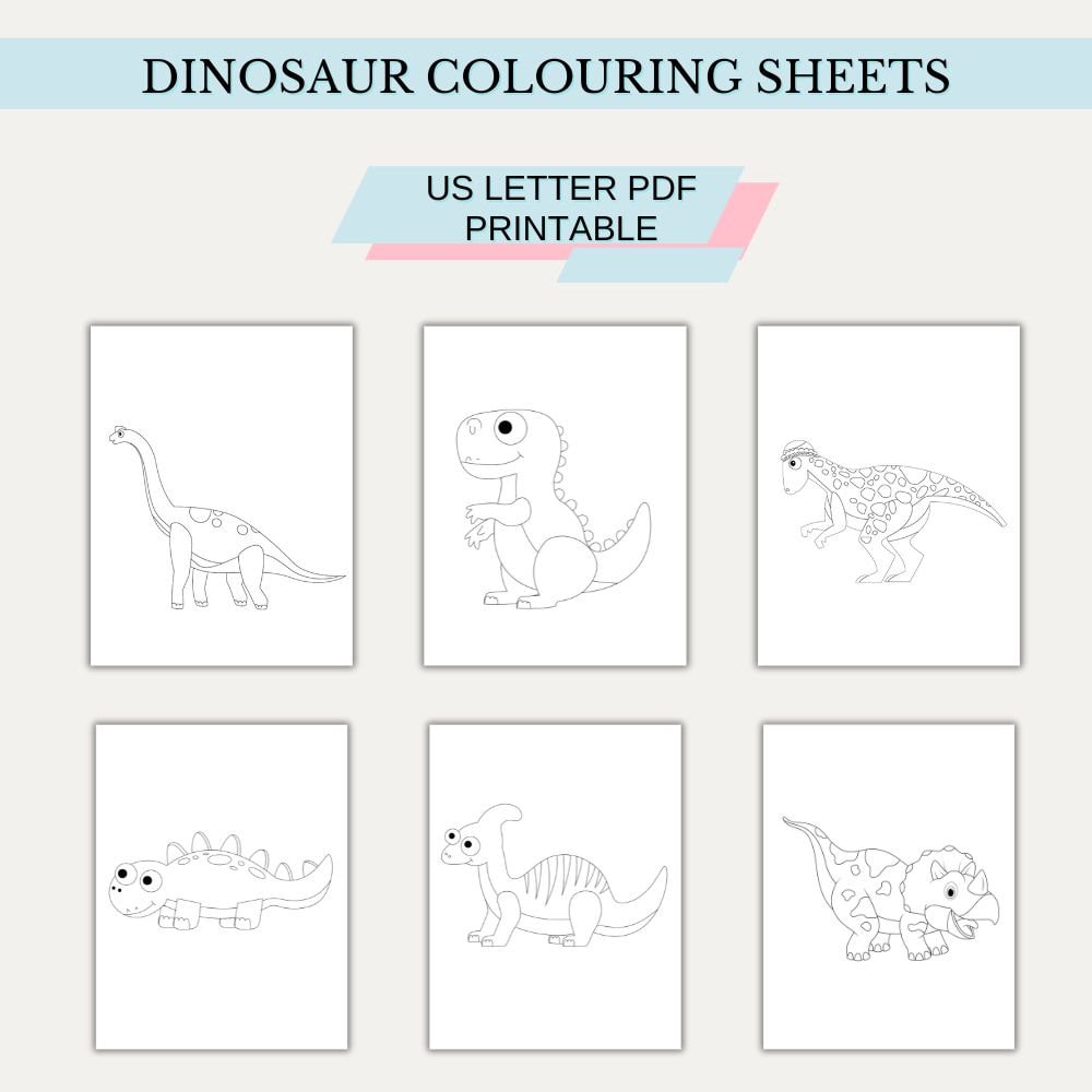Dinosaur Colouring Sheets | Kids Colouring Activity | - Etsy
