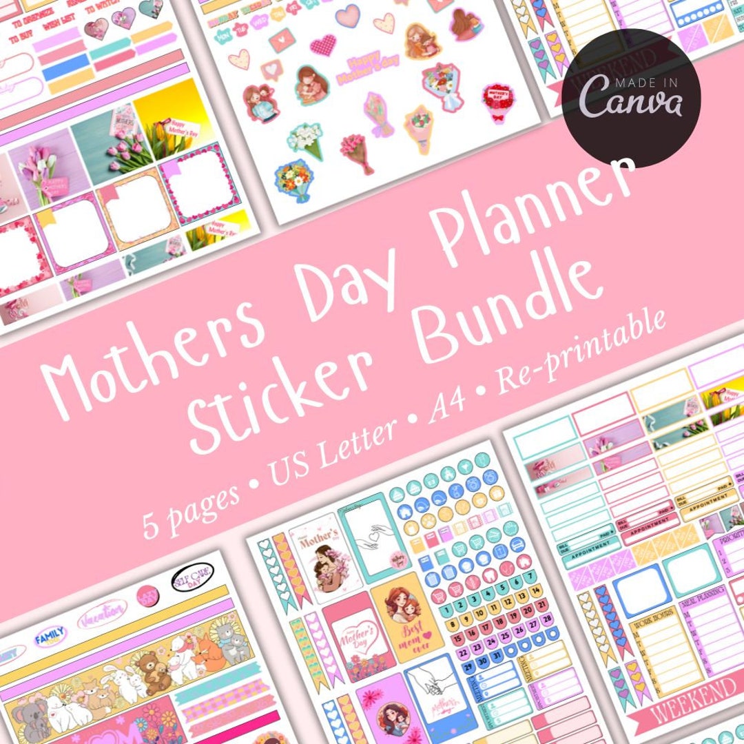 Mother's Day Planner Stickers: Printable Craft Bundle for Kids - Etsy