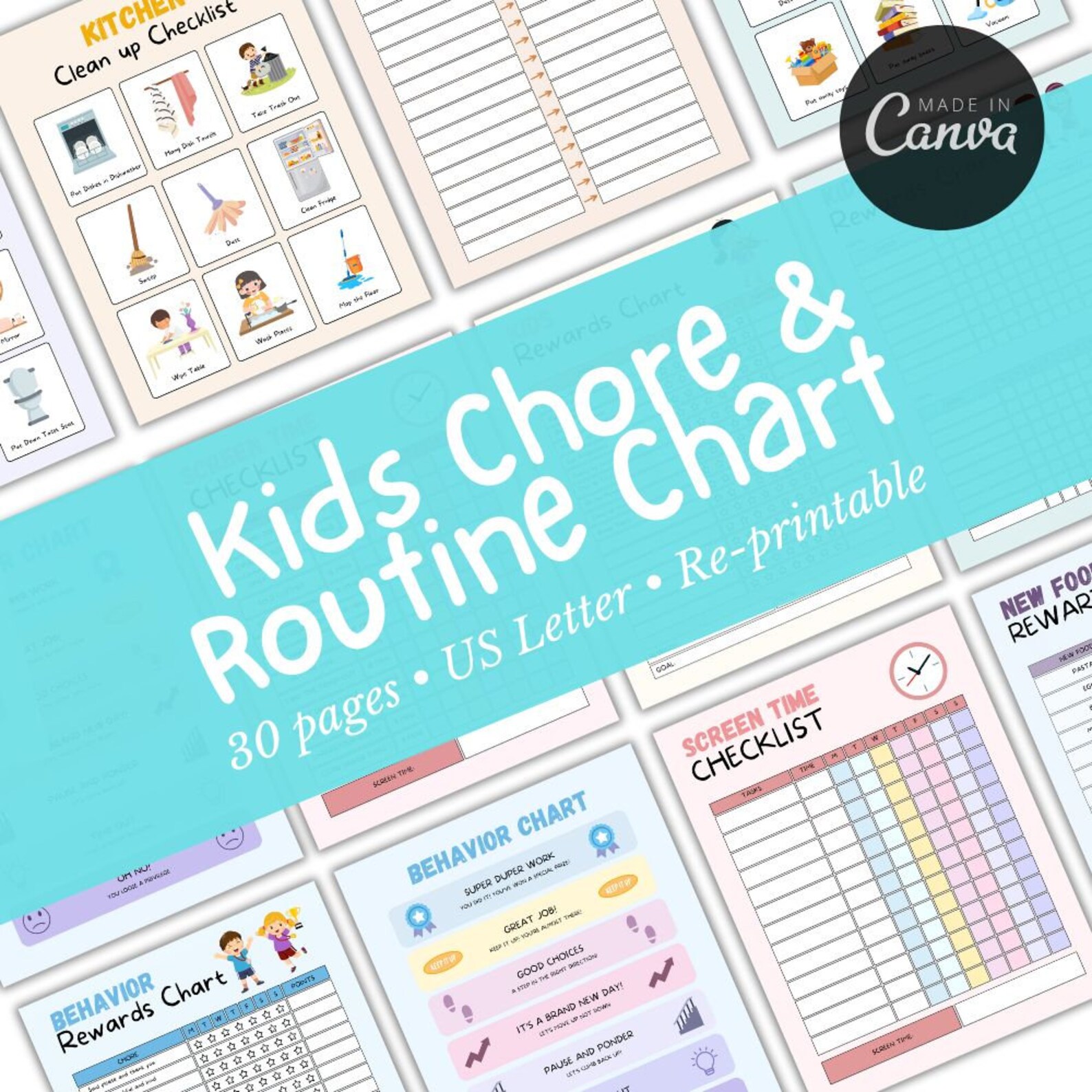Kids Chore & Routine Chart - Etsy