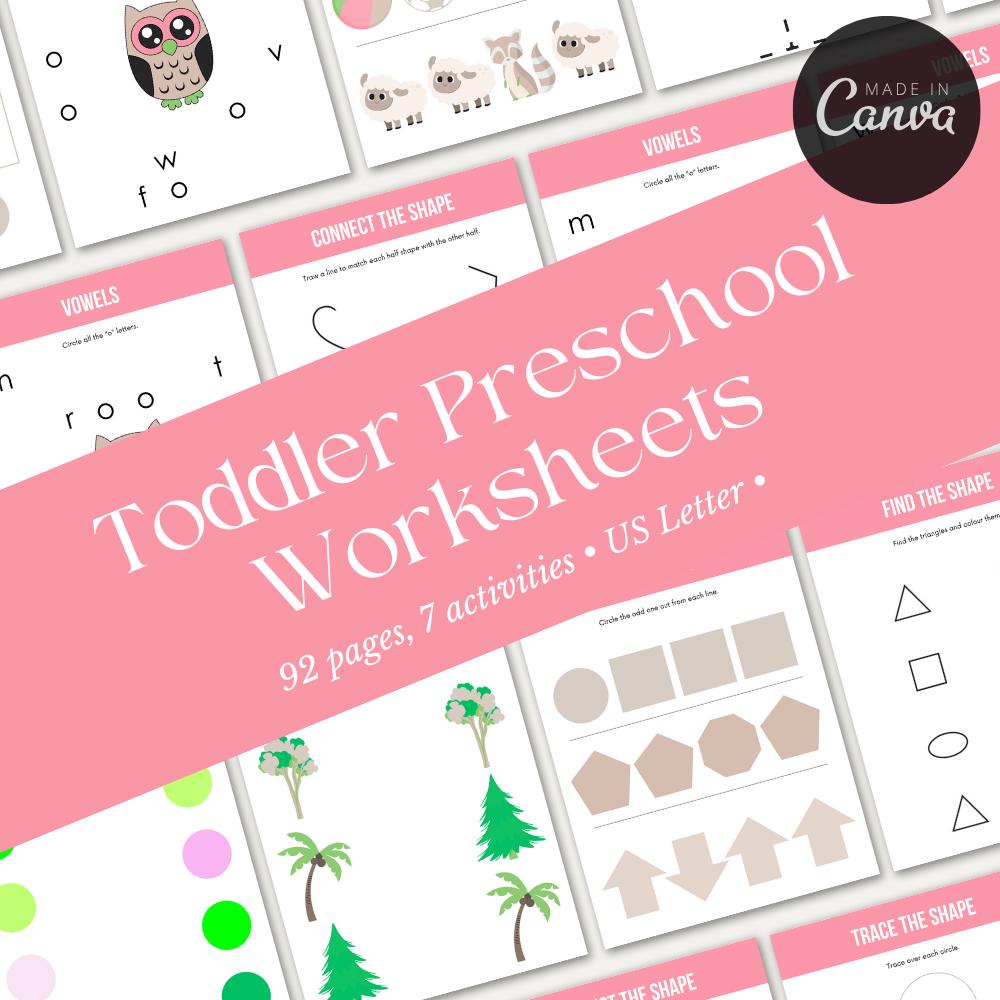 Printable Toddler Worksheets: Counting, Letters, Shapes - Fun Learning ...