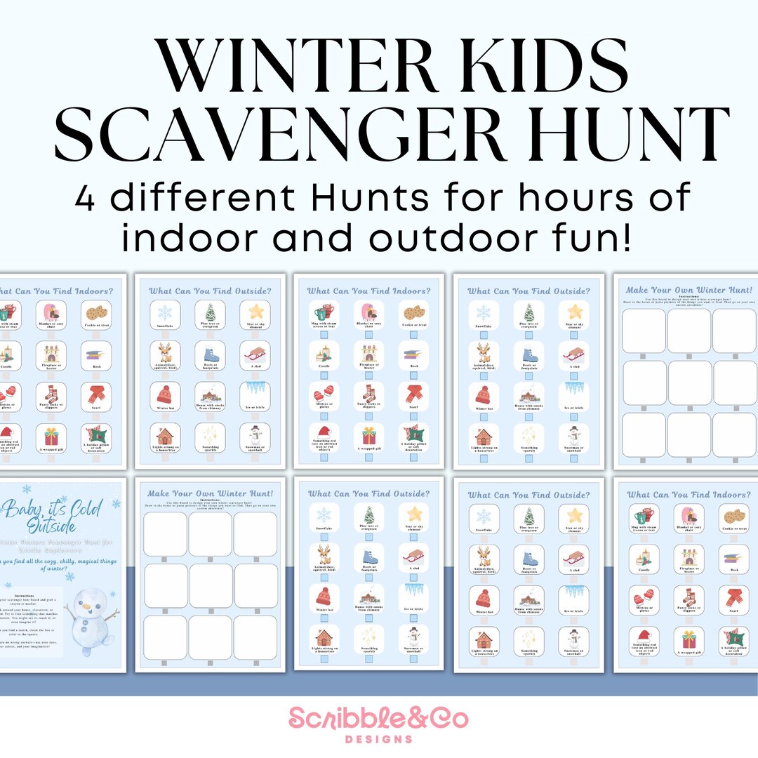 Kids Winter Scavenger Hunt Printable (indoor & Outdoor, PDF Download ...