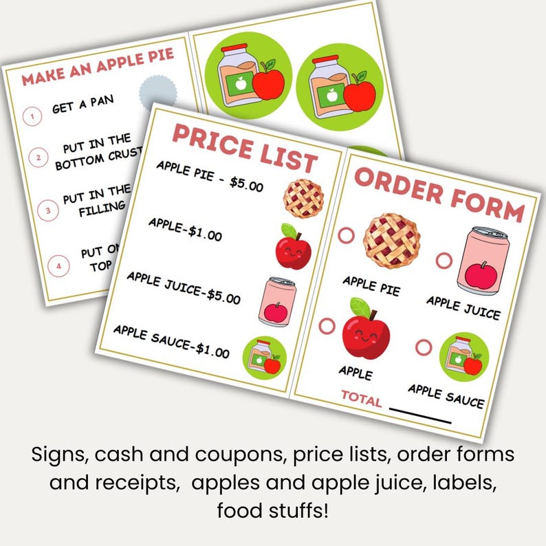 Pretend Play Apple Orchard: Printable Kids Activity (14 Pages) - Etsy