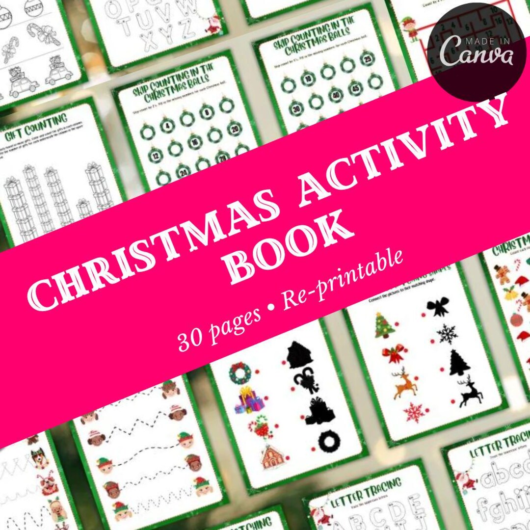 Christmas Busy Book for Kids, Coloring and Puzzles (printable, 30 Pages ...