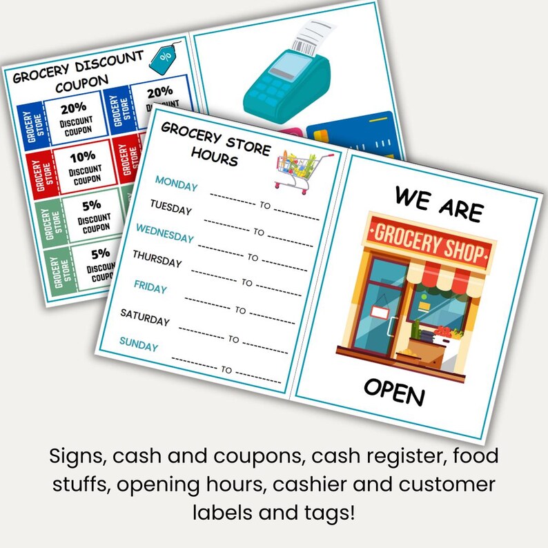 Pretend Play Grocery Store Printable | Dramatic Play Activities ...