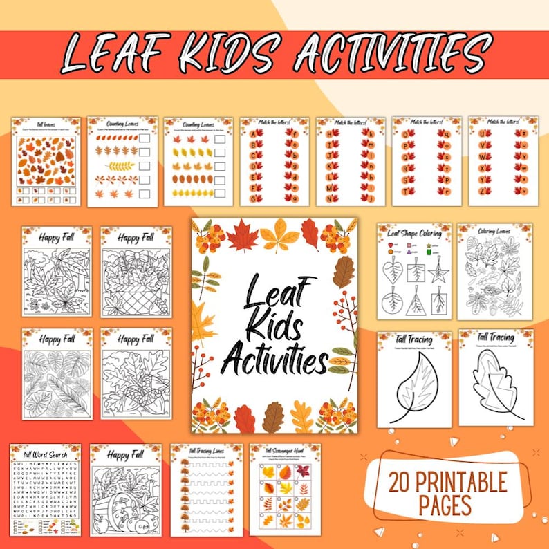 Leaf Activity Pack | Fall Kids Activity Bundle | Homeschool Activity ...
