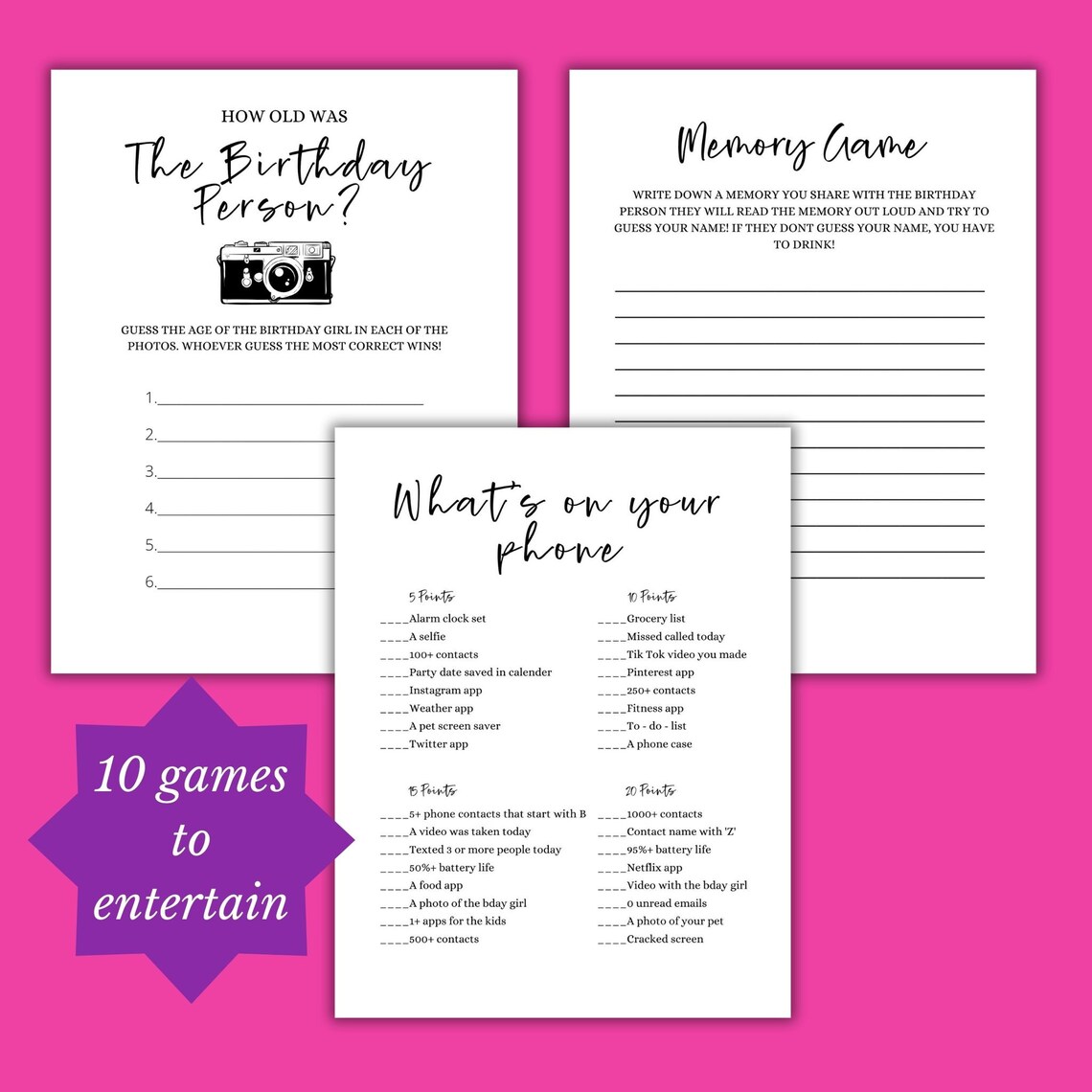 Adult Birthday Games Girls Night in Girls Night Activities Birthday ...