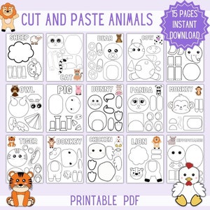 Cut & Paste Animals Animal Activity Book Kids Craft Activity - Etsy