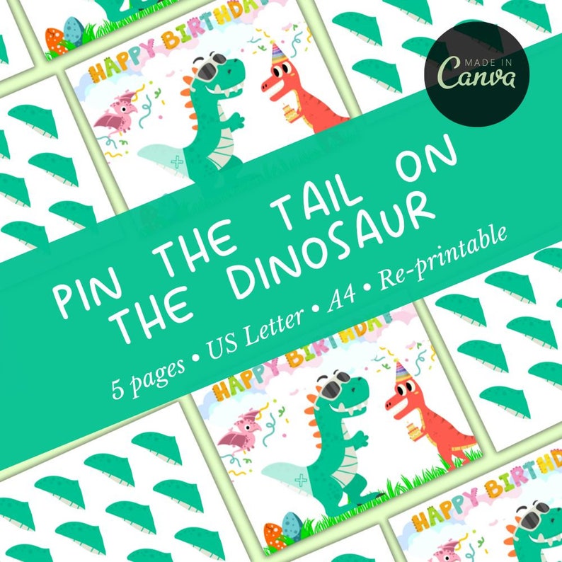 Pin the Tail on the Dinosaur | Kids Party Games | - Etsy