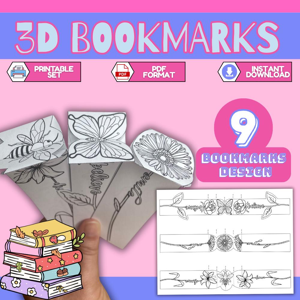 3D Kids Bookmarks - DIY Printable Summer Reading Crafts - Etsy