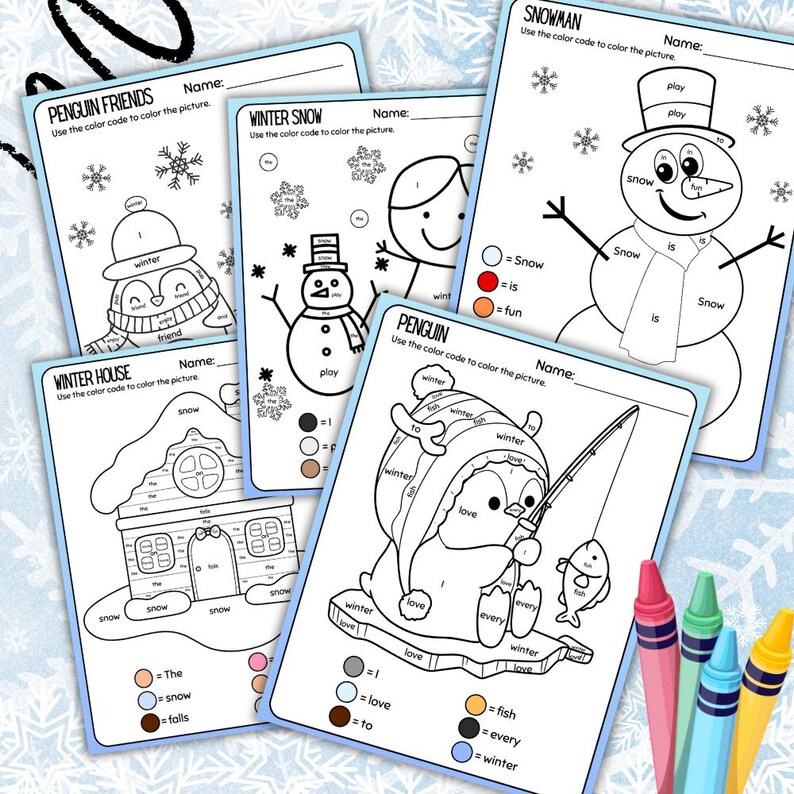 Winter Sight Words Coloring Pages | Winter Activities | Toddler ...