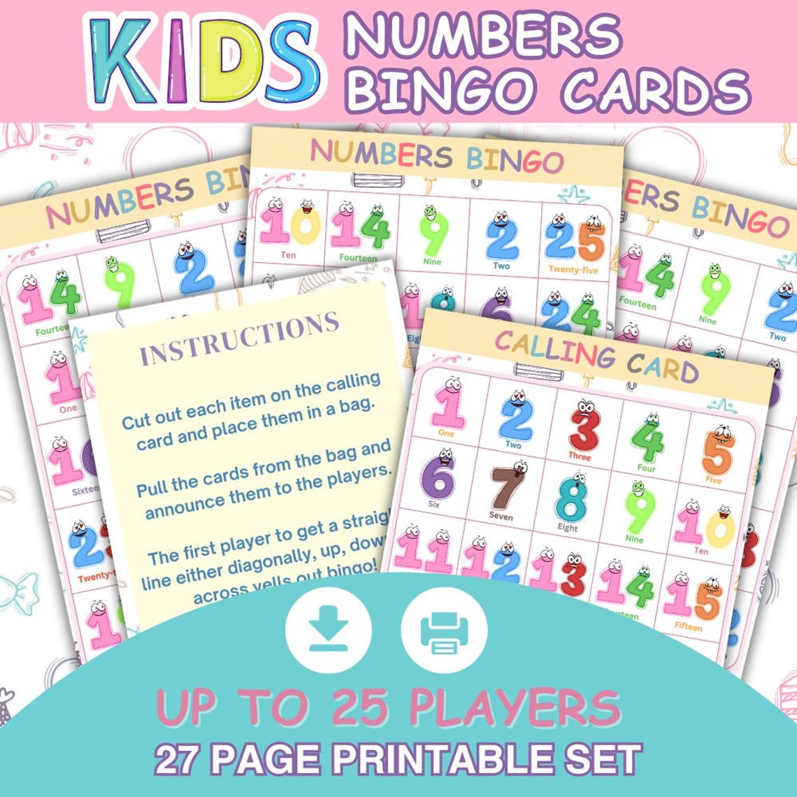 Number Bingo Game for Kids: Printable Learning Fun - Etsy