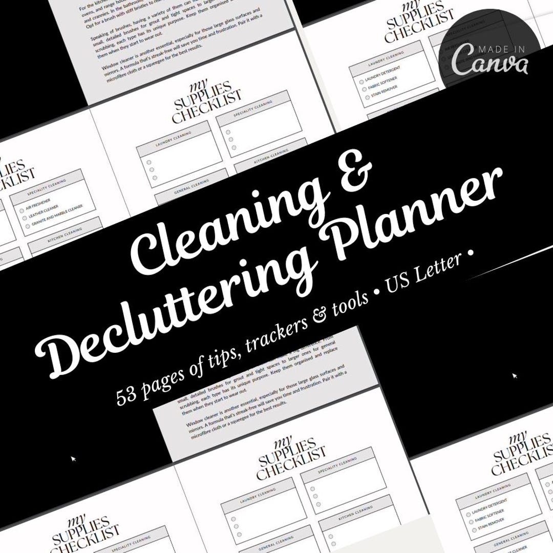 Cleaning & Decluttering Planner Template | Decluttering Plan | Cleaning ...
