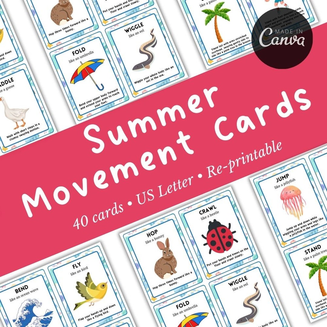Summer Movement Cards for Kids | Summer Learning Activities | Movement ...