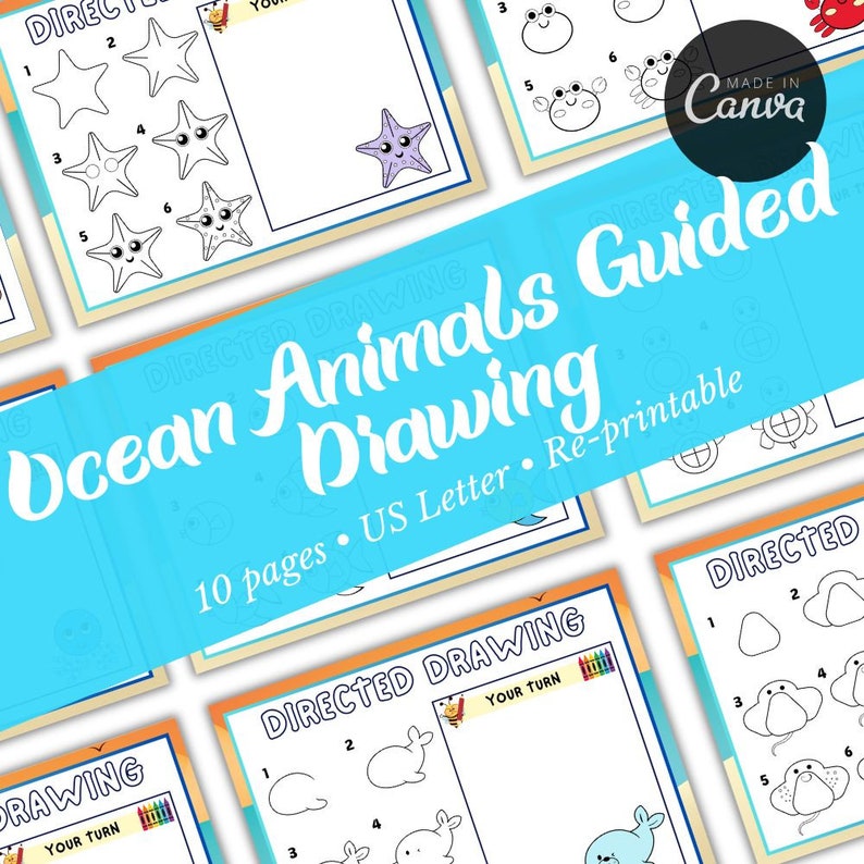 Ocean Animals Directed Drawing | Sea Animals Guided Drawing | Drawing ...