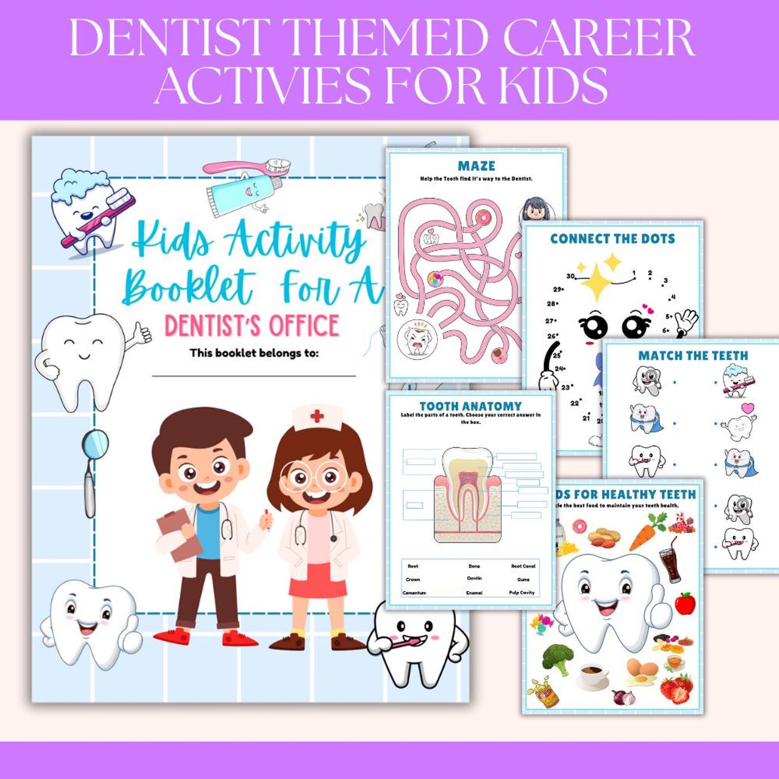 Dentist Activity Pack: 29 Printable Pages With Fun Tooth Care Games - Etsy