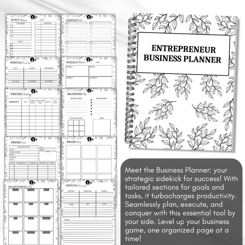 Business Planner | Printable Planner | Notebook for Entrepreneurs | the ...
