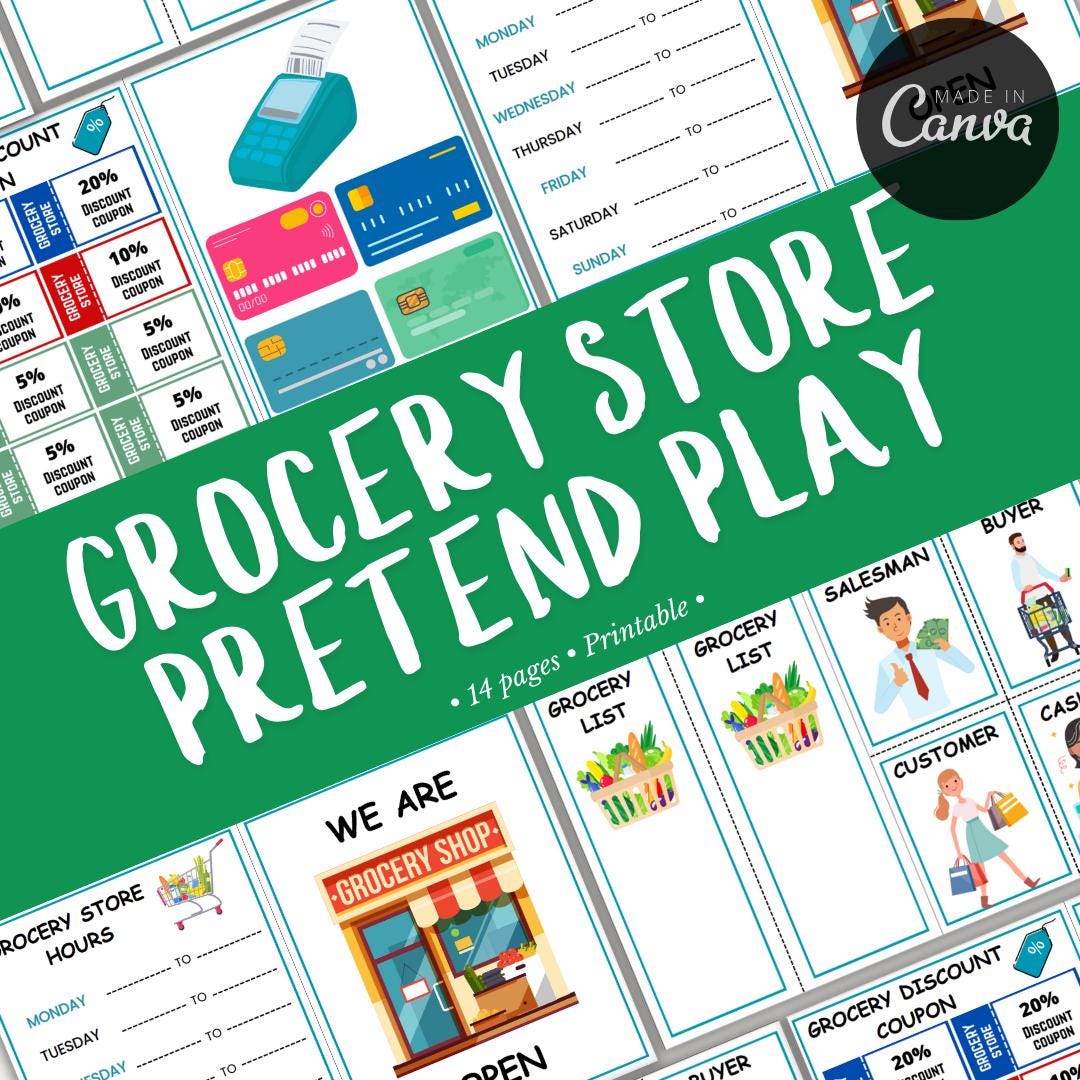 Pretend Play Grocery Store Printable | Dramatic Play Activities ...