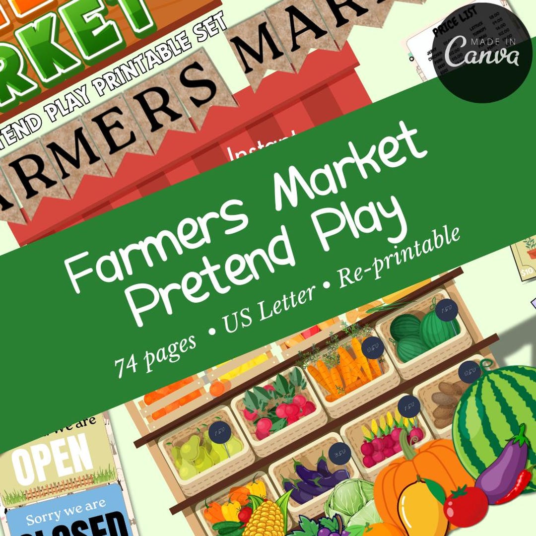 Pretend Play | Imaginative Play | Instant Download | Farmers Market ...