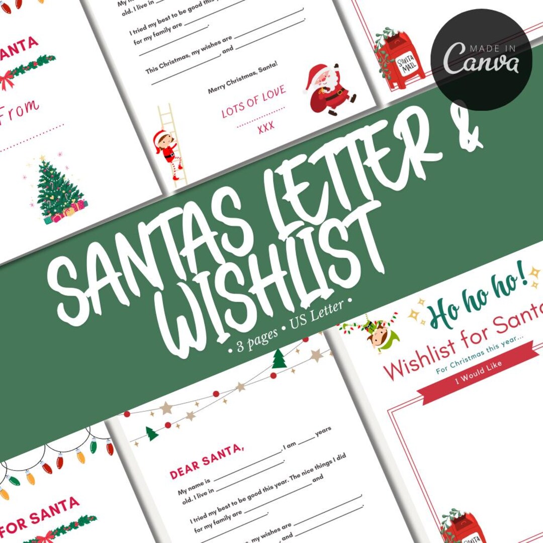 Kids Santa Letter Template: Fill-in-the-blank Christmas Wish List - Etsy