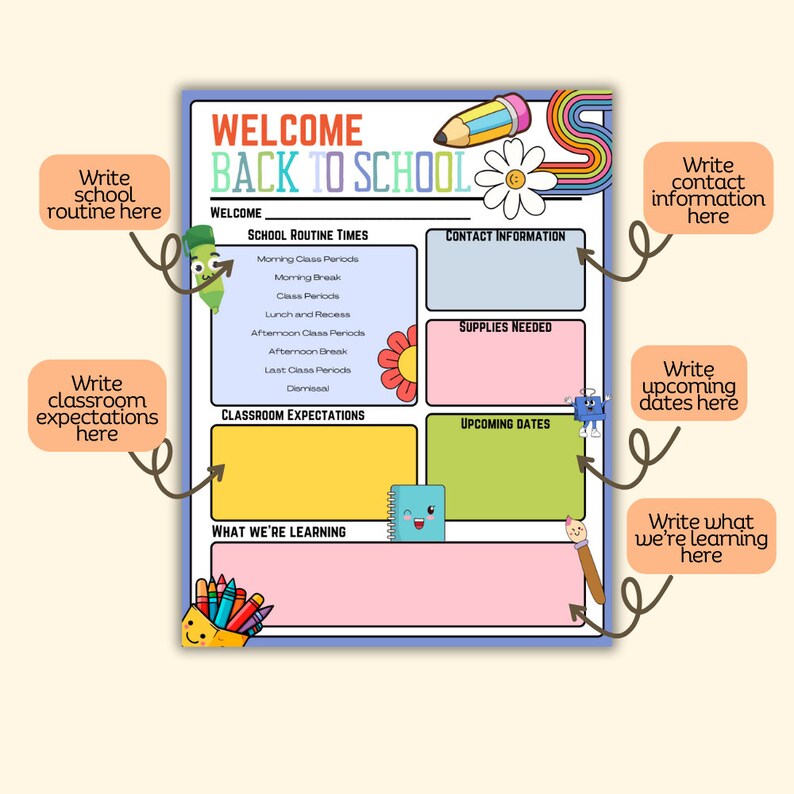 Back to School Newsletter Template | First Day of School Teacher Note ...