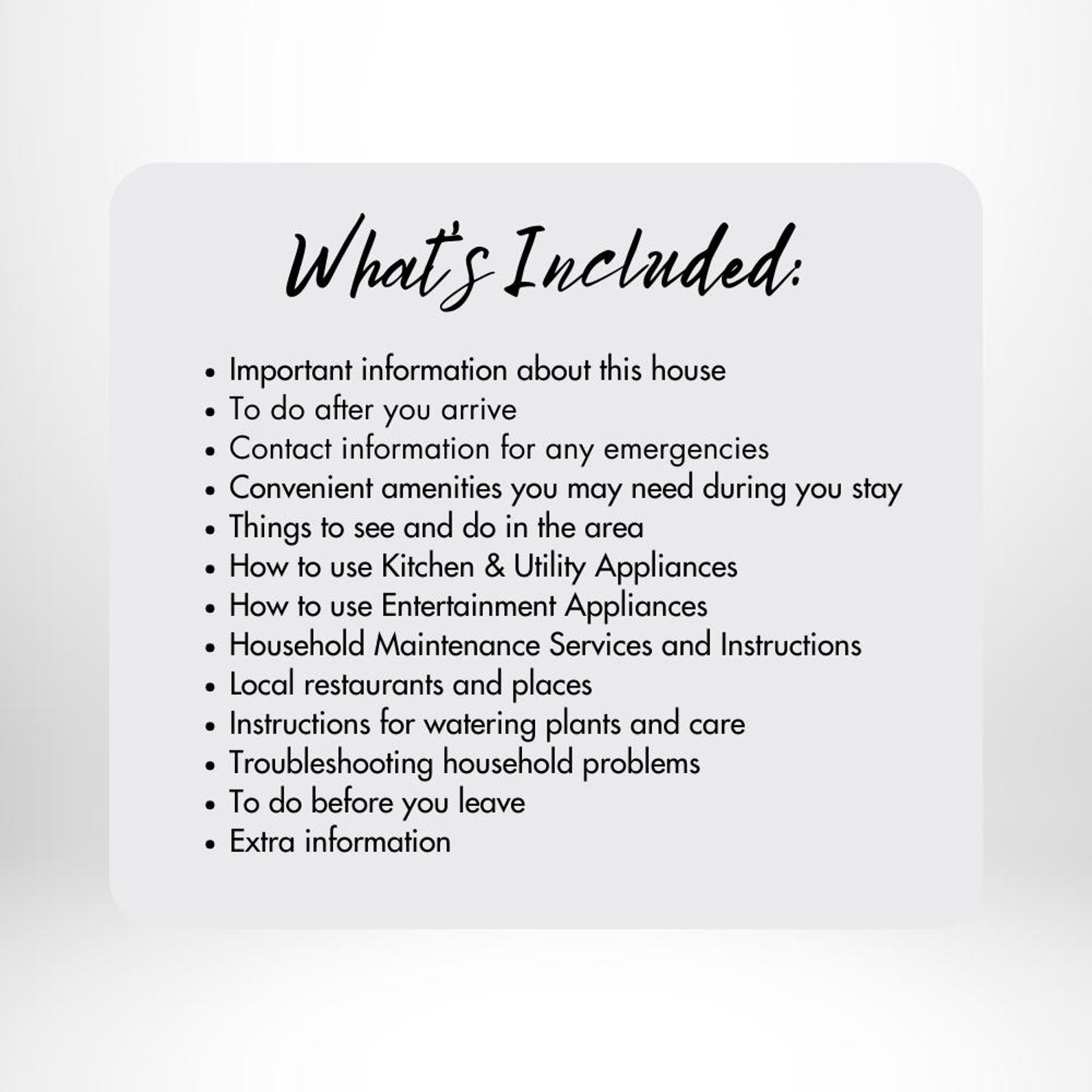 House Sitter Notes | Sitter Instructions | House Sitting Checklist ...