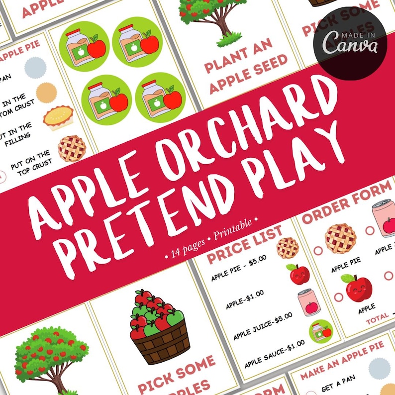 Pretend Play Apple Orchard: Printable Kids Activity (14 Pages) - Etsy
