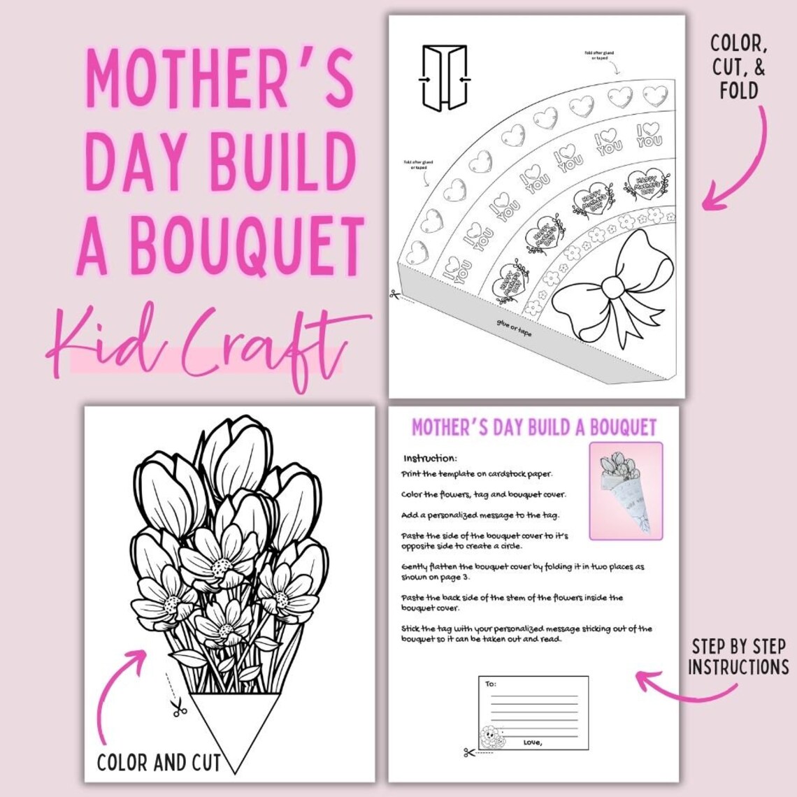 Mothers Day Craft Mothers Day Kids Craft Mothers Day Paper Bouquet - Etsy