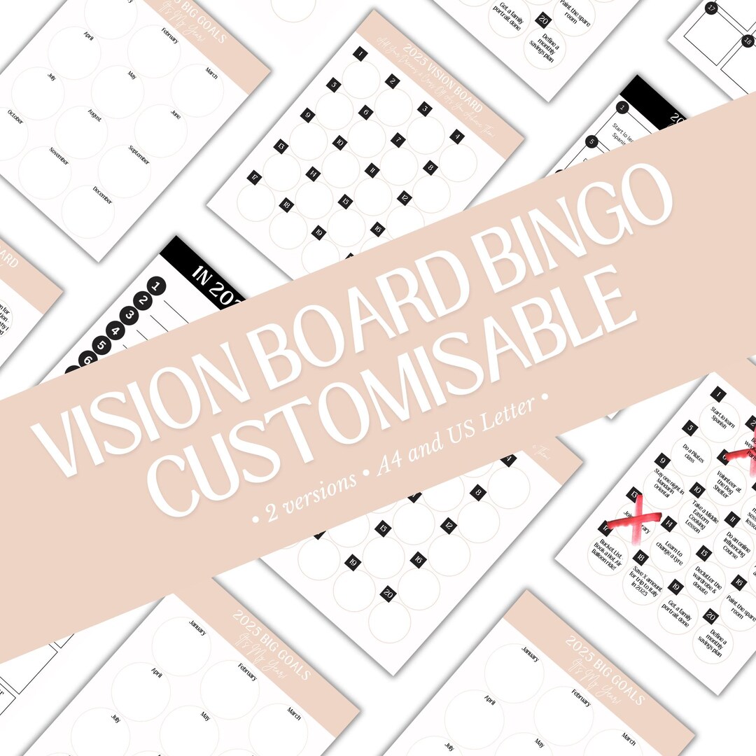 Vision Board Bingo Card | Quick Vision Board | Editable Vision Board ...