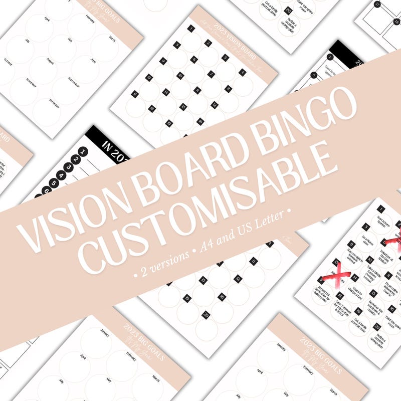 Vision Board Bingo Cards - Etsy