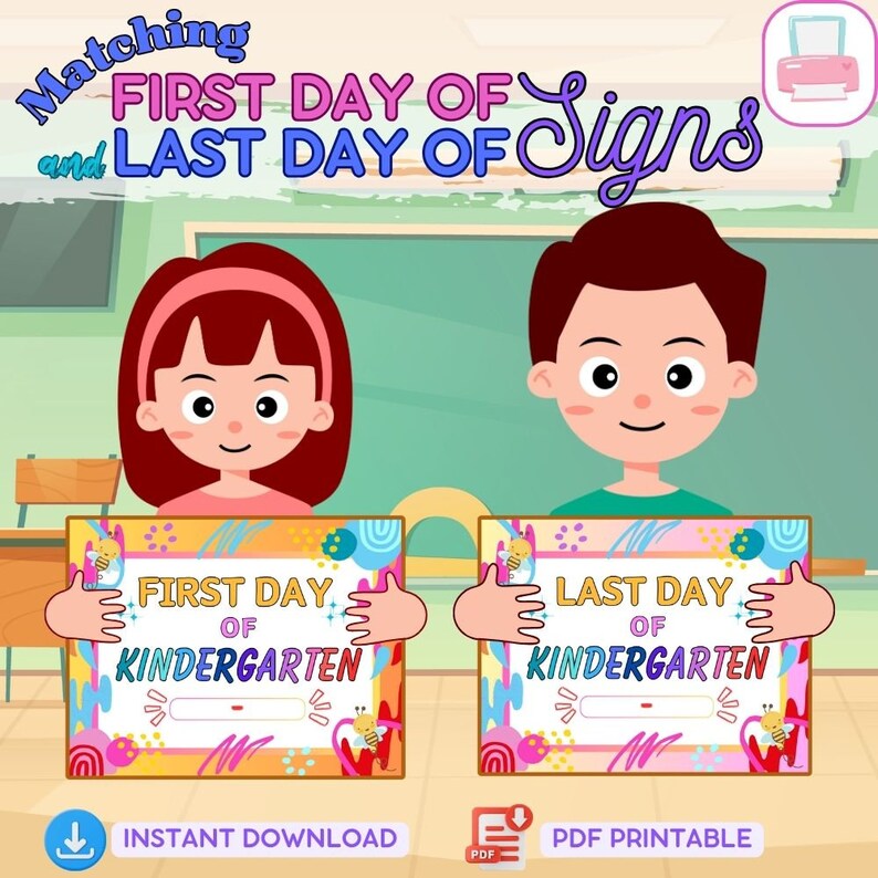 Printable Back to School Sign Chalkboard Sign First and Last Day School ...