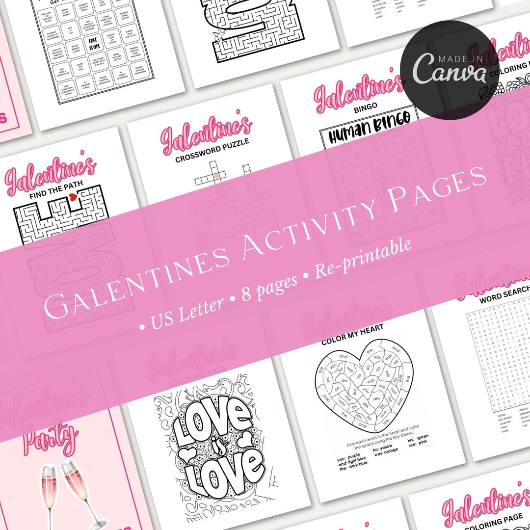 Printable Party Games: Girls Night Puzzles and Coloring Pages - Digital ...