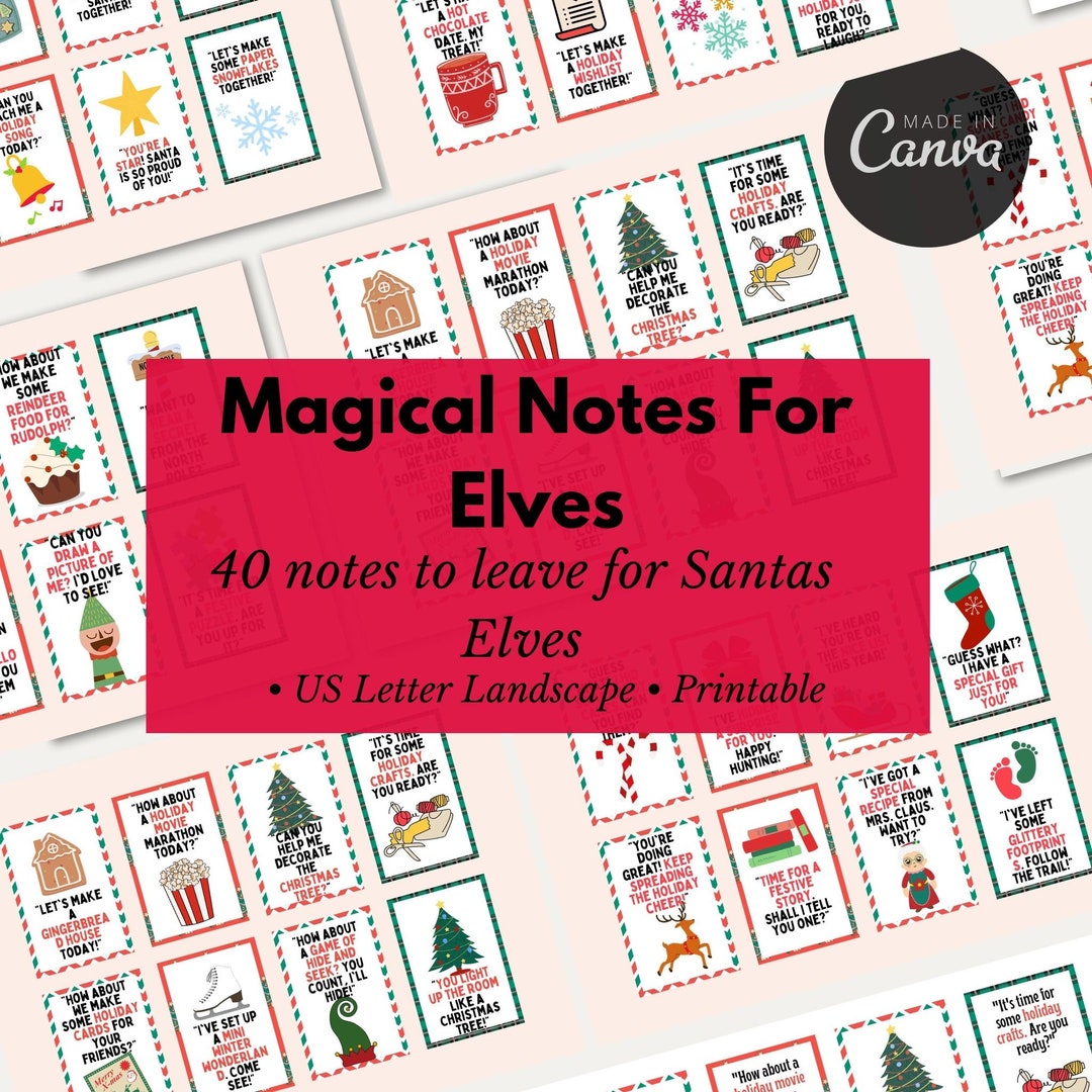 Christmas Notes for Elves Elf Printable Notes Elf Notes - Etsy