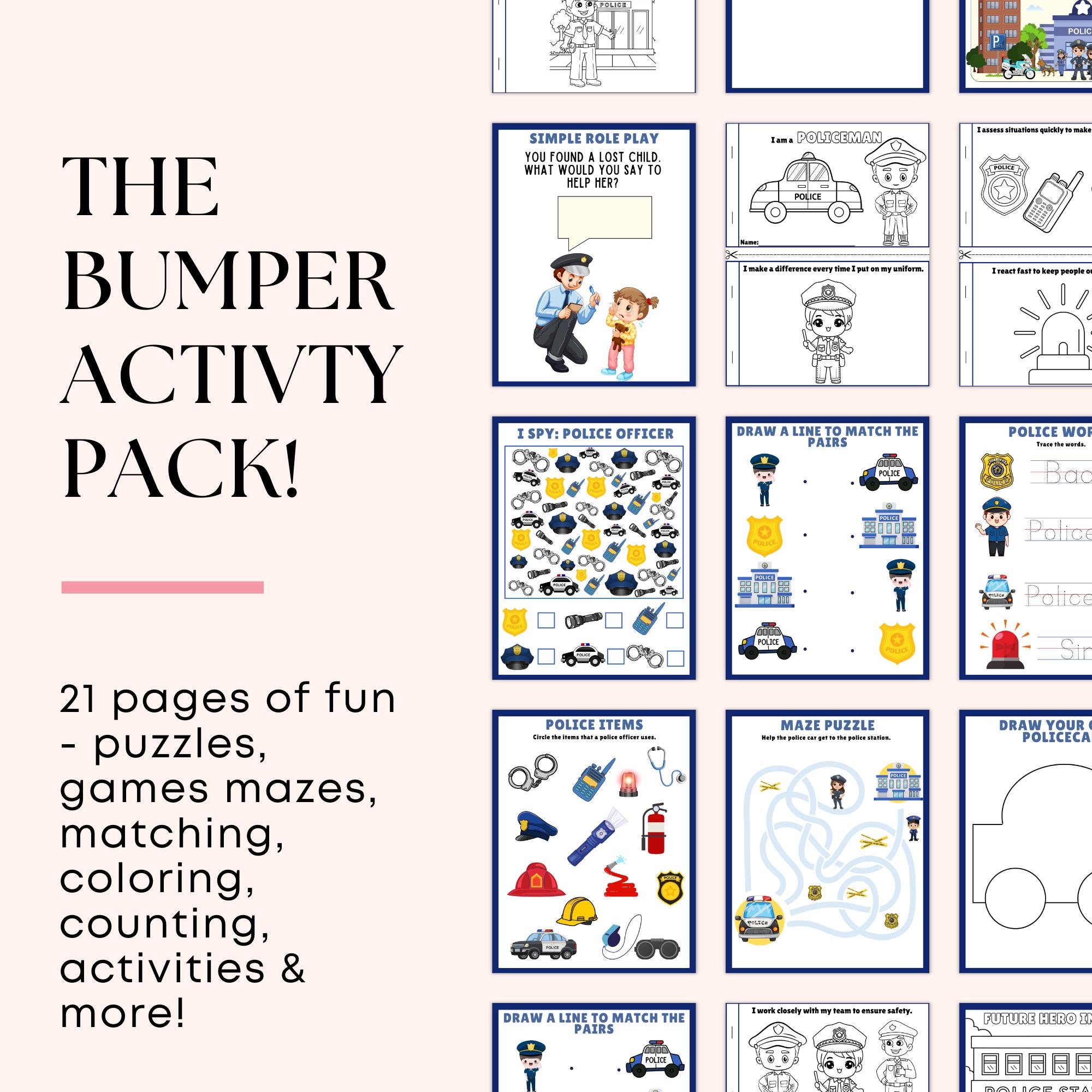 Police Activity Pack: Printable Kids Puzzles With Mazes and Drawing - Etsy