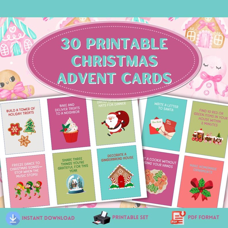 Printable Christmas Advent Cards | Advent Calendar Activity Cards ...
